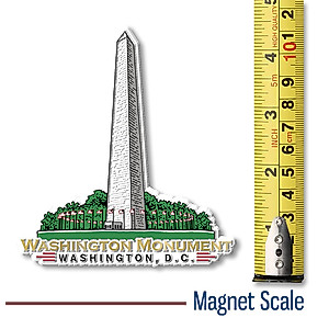 Washington Monument Magnet by Classic Magnets, Washington D.C. Series, Collectible Souvenirs Made in The USA, 3.8" x 4.2"