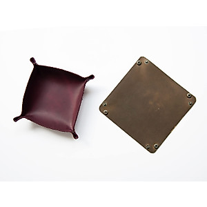 Customized Leather Valet Tray Monogrammed Valet Tray Catch All Leather Gift for Men Christmas Gift for Him Engraved Leather Tray Personalized Leather Desk Organizer Work from Home Gift