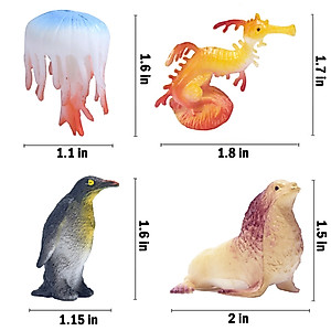 Ocean Sea Animals Figures, 60 Pack Mini Plastic Deep Underwater Life Creatures Set, STEM Educational Shower Bath Toys Gift for Baby Toddler Cupcake Toppers Party Supplies with Turtle Octopus Shark