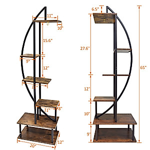 YIFOR 2 PCs 6 Tier Metal Plant Stand, Half Moon Plant Shelf Holder, Indoor Tall Ladder Plant Stand Large Plant Display Stand Rack for Living Room, Balcony, Patio, Garden