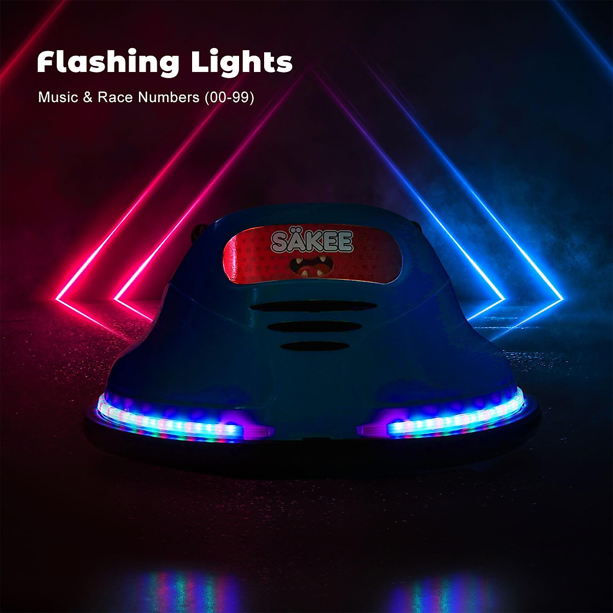 Bumper Car for Kids 12V with Remote Control Flashing Lights Music DIY Stickers for 1.5+ Baby Toddlers Children Electric Ride on Cars Vehicle Toys 66 LBS Weight Capacity, Passed ASTM Test (Blue)