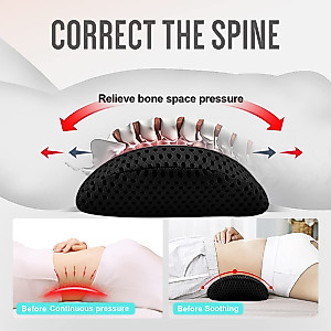 Tengyue Lumbar Support Pillow - Ergonomic Design for Office Chair, Car, and Home - Relieve Back Pain & Improve Posture - (Black)