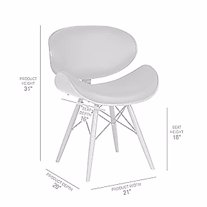 Armen Living Cassie Dining Chair in Black Faux Leather and Walnut Wood Finish 20D x 21W x 31H in