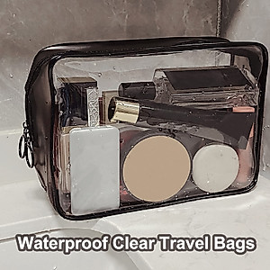 Veiai Clear Travel Bags for Toiletries, 2 Pack Large Clear Comestic Pouch, Multipurpose Transparent TSA Makeup Bag with Zipper Portable Makeup Organizer for Women Men Traveling Trip