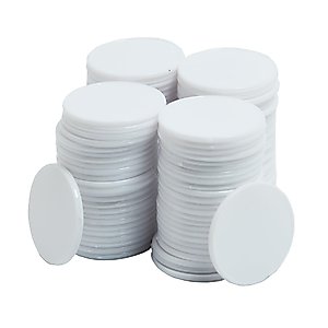 Smartdealspro 100pcs 32mm/1.26 Inch Opaque Plastic Learning Counters Disks Mini Poker Chips Game Tokens with Storage Box (White)