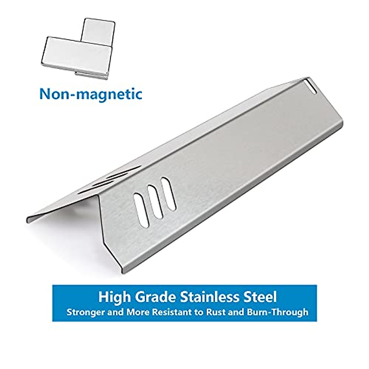 Zemibi 3-Pack 14 3/16 Inch Stainless Steel Heat Plate Replacement for Uniflame GBC1030W, GBC1030WRS, GBC1030WRS-C, GBC1134W, GBC1134WRS Gas Grill Models, BBQ Burner Cover Flame Tamer, Heat Shield