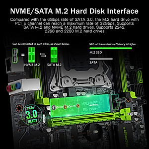 MACHINIST X79 Server Motherboard, Intel 3th Gen LGA 2011 Computer PC Motherboards (Micro ATX, PCIe 3.0, NVME/SATA M.2, 4 Channel DDR3, USB 3.0, SATA 6Gbps) for Intel Xeon E5 V1/V2, Core i7 Processor