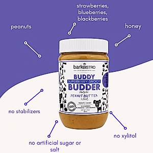 Bark Bistro Company, Superberry Snoot + Barkin' Banana, 100% Natural Dog Peanut Butter, Healthy Dog Treats, Stuff in Dog Toy, Dog Enrichment - Made in USA (Set of 2 / 17oz Jars)