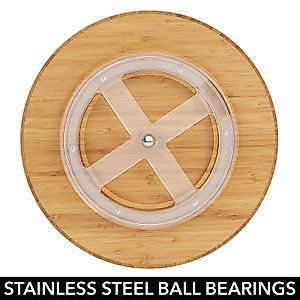 mDesign Lazy Susan Turntable Bamboo Spinner for Kitchen Cabinet, Pantry, Fridge, Cupboards, or Counter, Fully Rotating Organizer for Food, Spices, or Condiments, 12" Round, Echo Collection, Natural