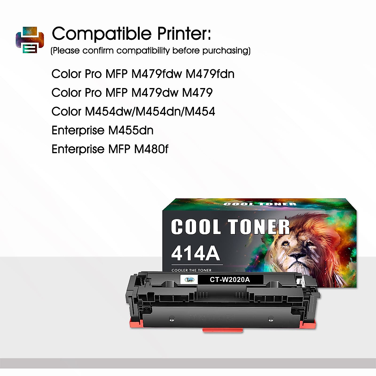 Cool Toner Compatible Toner Cartridge Replacement for HP 414A W2020A 414X W2020X for HP Color Pro MFP M479fdw M454dw M479fdn M454dn M479 M454 Printer Ink Toner (Black, 1-Pack)