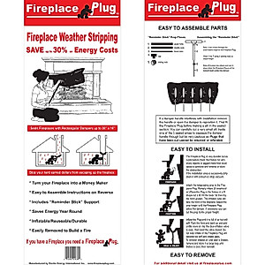 Fireplace draft stopper (large plug - fits most masonry fireplaces with dampers up to 38x16")