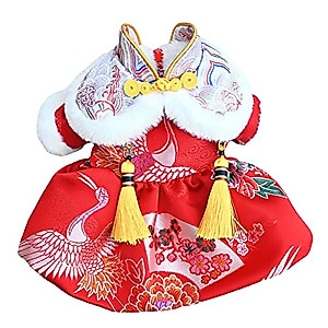 Pet Clothes Exquisite Pattern Dress Up Super Soft Thickened Dog Cat Fleece Lined Dress Pet Winter Outfit Pet Supplies Red S