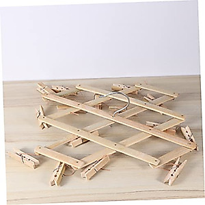 Multi Hanger Hangers for Clothes Bamboo Sock Drying Rack Space Saver Clothes Pegs Hook up Clothespin Coat Hanger Baby Hanging Wooden Multiple Clips Folding Drying Rack