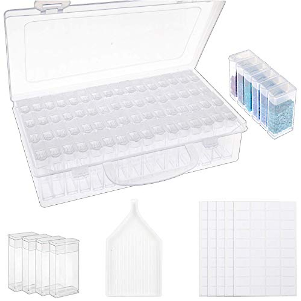 SGHUO 6 Pack 28 Grids Diamond Painting Boxes and 64 Slots 5D Diamond Painting Storage Containers with 600pcs Label Stickers for DIY Art Craft, Sewing, Nail Diamonds
