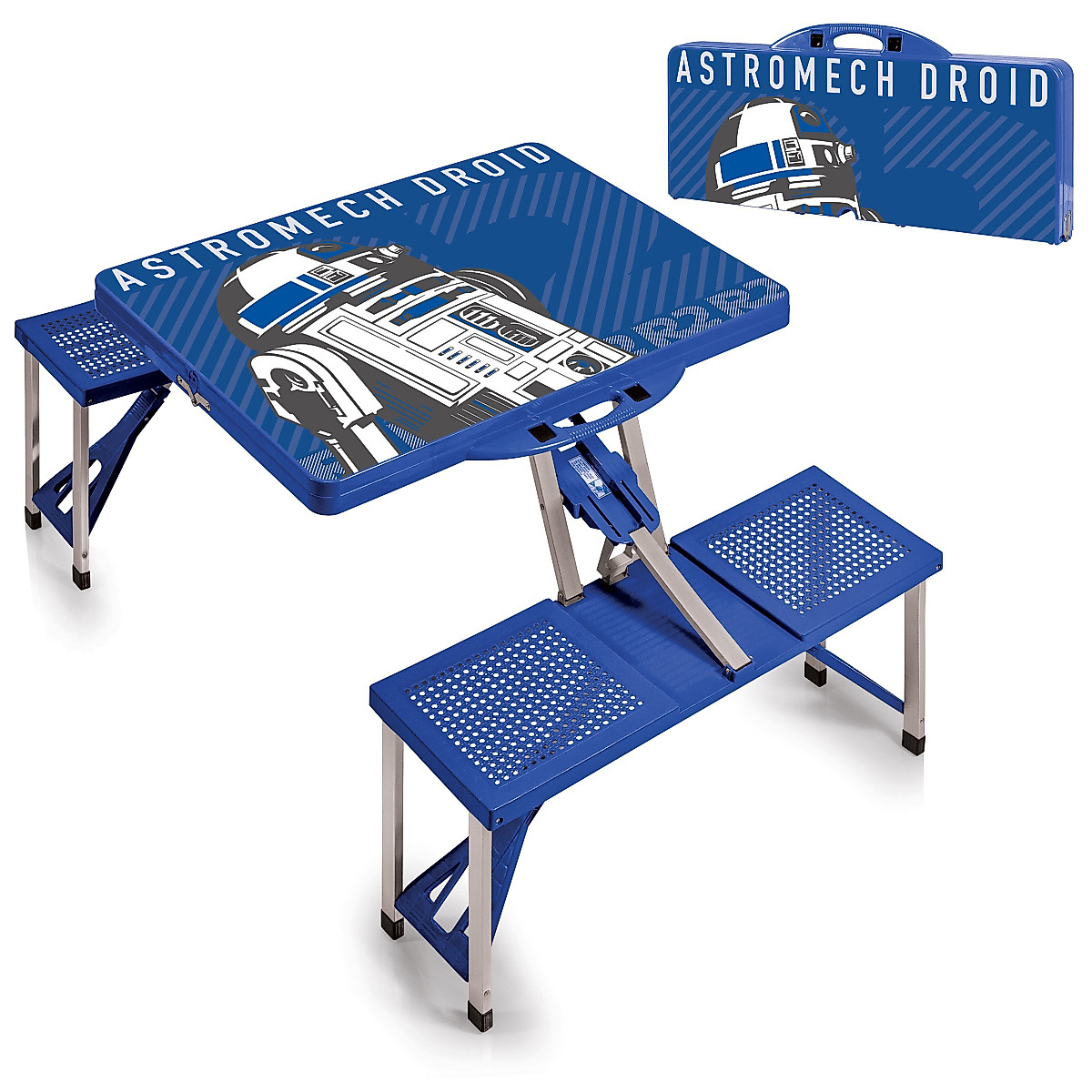 PICNIC TIME Star Wars R2-D2 Folding Picnic Table, Camping Table, Outdoor Table with Umbrella Hole, (Royal Blue)