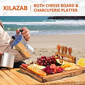 Premium Large Cheese Boards Acacia Nice Charcuterie Boards Gift Set Handcrafted Cheese Tray Set Unique Housewarming Gifts, Wedding Gifts for Couple, Bridal Shower Gifts (Retangular-Slate)