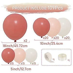 Retro Blush Pink Balloon Arch Kit-Dusty Pink Cream Peach White Sand Balloon Garland,Boho Pastel Pink Balloons Party Decorations for Girl's Baby Shower,Kid's Birthday Party,Wedding Bridal 109PCS
