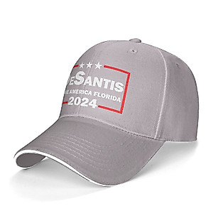 KATAKU Ron Desantis 2024 Make America Florida Baseball Cap Men Women Plain Adjustable Twill Low Profile Hat Gray