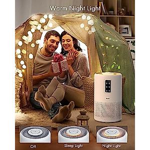 Air Purifiers for Home Large Room with Night Light up to 1076ft², VEWIOR H13 True HEPA Air Cleaner with Fragrance Sponge, Sleep Mode, Timer, Speed, Lock, for Wildfire Smoke Pet Dust Pollen Odor