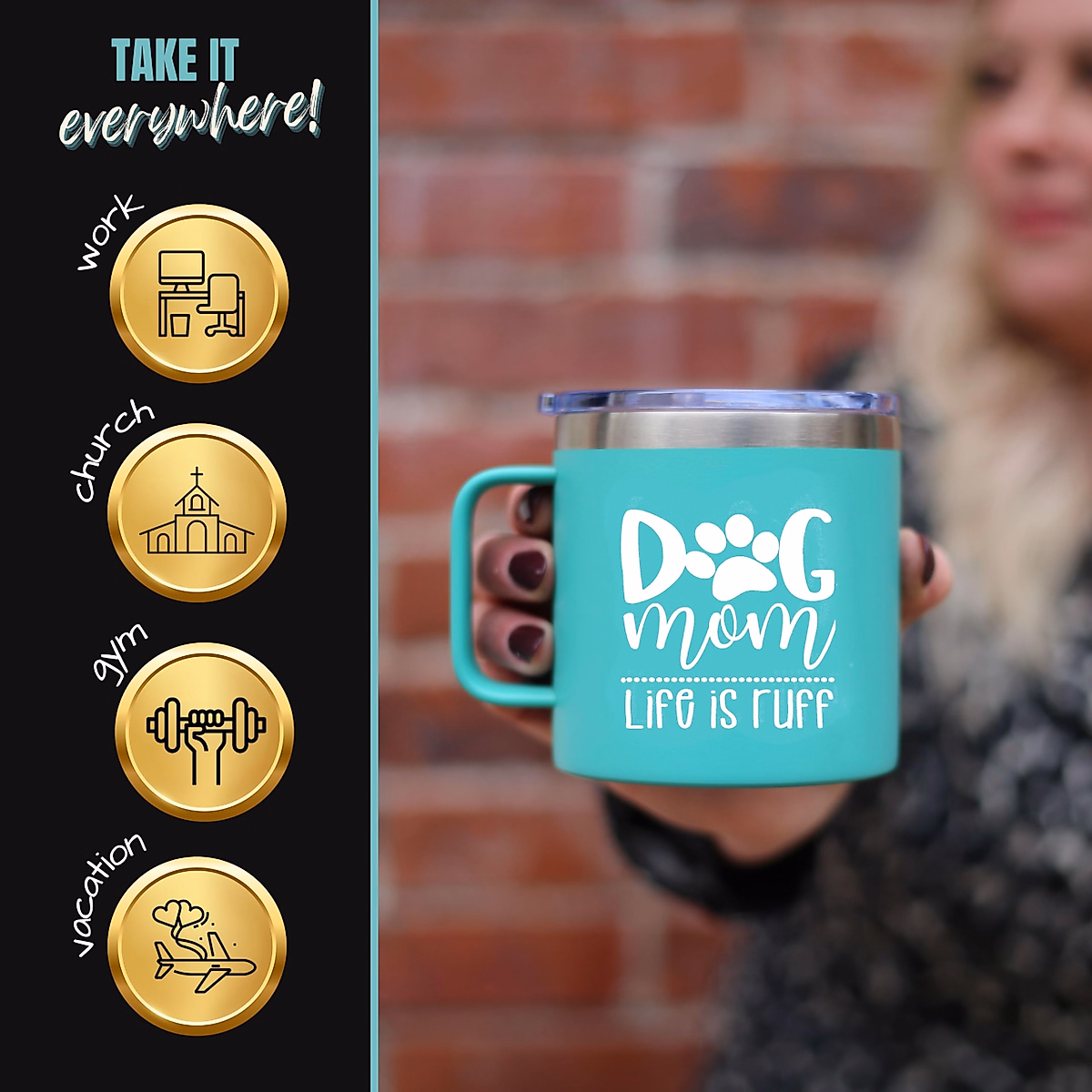 Dog Mom Coffee Mug - Dog Lovers Gifts for Women - Dog Mom Insulated Cup, Tumbler - Great Dogs Themed Gifts for Christmas, Birthday, Best Cups and Mugs for New Dog Mom, Things for Dog Lovers