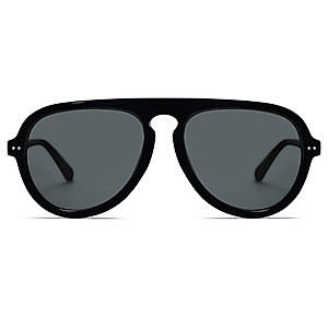 SOJOS Retro Aviator Sunglasses Womens Mens Vintage Plastic Frame Shades Lentes De Sol Para Mujer SJ2255 Black