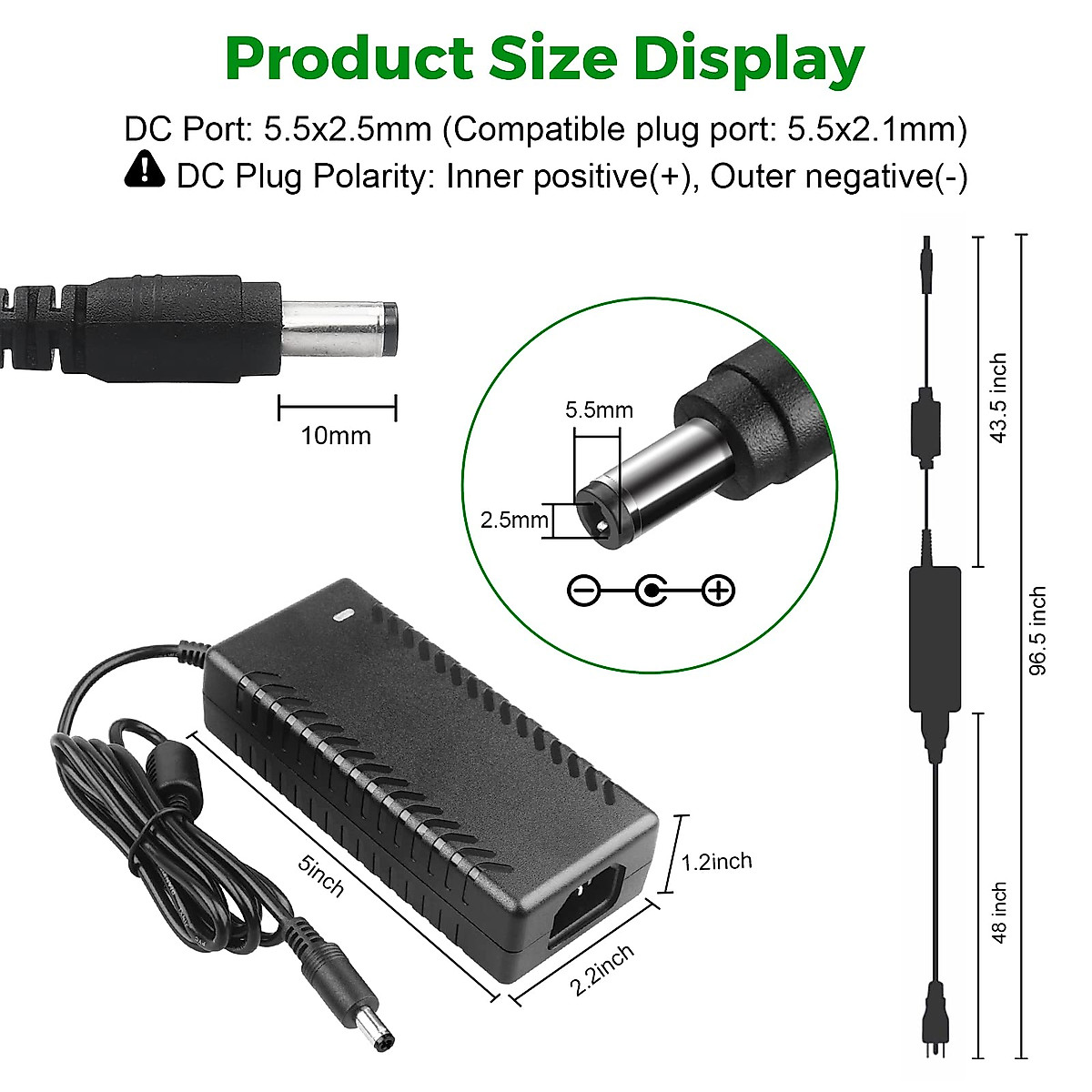 LeTaoXing 5V 5A Power Supply Adapter 5 Volt 5 Amp 25W AC 100V~240V to DC Converter Transformer LED Driver with 5.5x2.5mm DC Tip for WS2812B WS2813 LED Pixel Strip Raspberry Pi Arduino