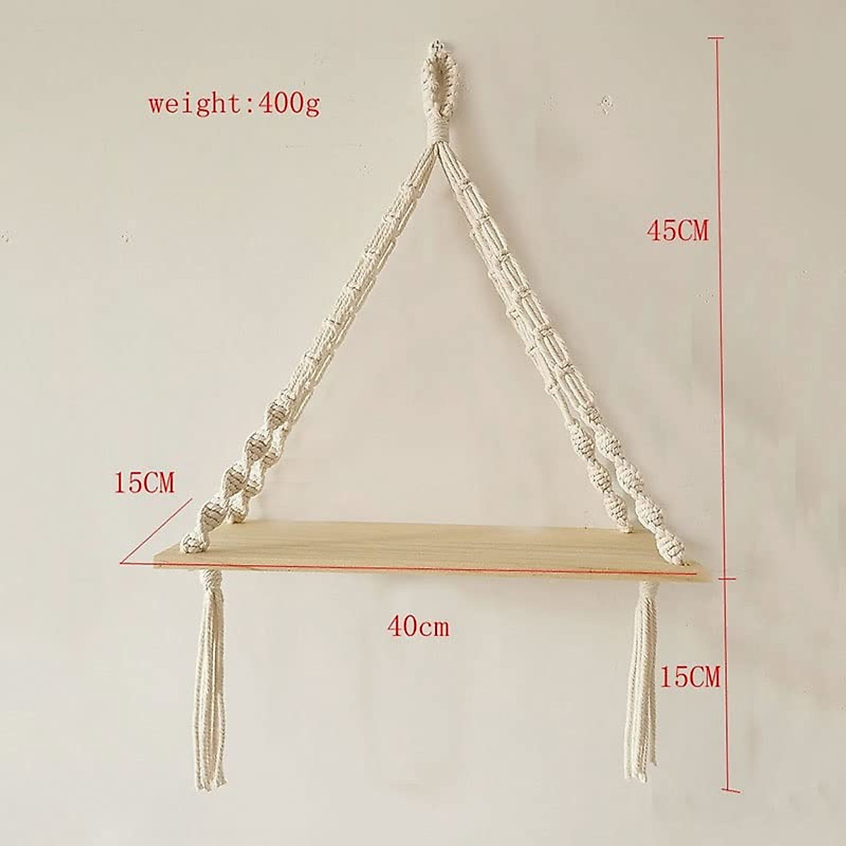 TJLSS Handmade Floating Shelf Solid Wood Flower Stand Wall Hanging Partition Woven Tapestry Home Living Room Decoration Board