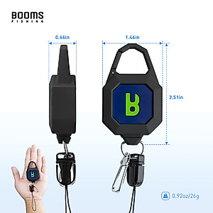 Booms Fishing RG4 2-Pack Fly Fishing Retractor, Locking Retractable Gear Tether, Heavy Duty Retractable Keychain with 27.5” Steel Retractable Cord, 7.7oz Black