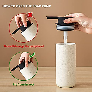 Soap Dispenser 16oz Removable Ceramic Lotion Dispenser, Speckled Cylindrical Kitchen Bathroom Hand Sanitizer Pump Bottle(Cream)