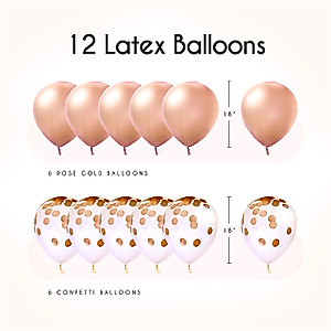 EpiqueOne 36-Piece Rose Gold Birthday Kit | Includes Happy Birthday Banner, Rose Gold Balloons, Tissue Pom Poms & Tassels | Easy to Set Up | Also Ideal for Bridal and Baby Showers & More