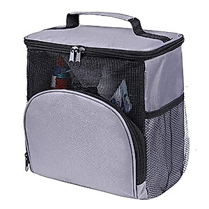 Kitinjoy Shower Caddy Portable, Shower Caddy Dorm/College, Shower Bag, Large Capacity, Quick Dry, With Metal Hook, Travel Mesh Shower Caddy Bag, Gym Room Essentials for Girls Boys (Light Grey)