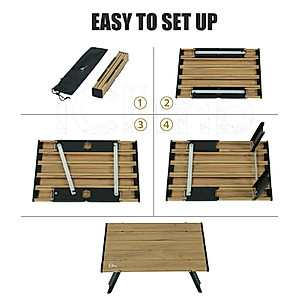 iClimb Ultralight Compact Mini Beach Picnic Folding Alu. Table with Carry Bag, Two Size (Nature - S)