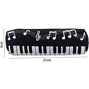YSSZAM Black Oxford Cloth Pencil Case,Square Single Layer Music Notes Piano Keyboard Pencil Case Large Capacity Pen Bags Pencil Holders and Pen Holders Stationery Office Supplies