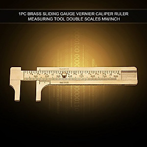 Handy Brass Sliding Gauge Brass Vernier Caliper Ruler Measuring Tool Double Scales mm/inch Mini Brass Pocket Ruler Measuring Tool (80mm)