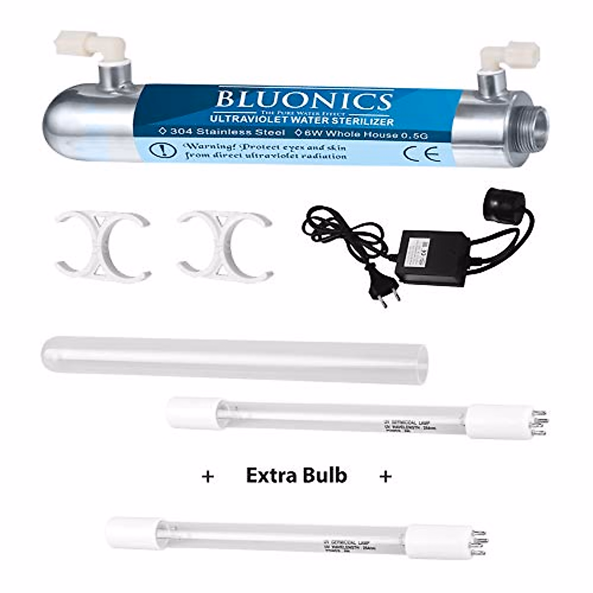 Bluonics Ultraviolet Light Water Purifier UV Sterilizer for Reverse Osmosis Drinking Water System 0.5 GPM