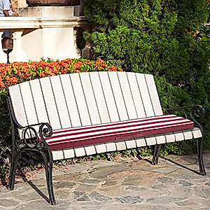 FUNHOME Water-Resistant Long Outdoor Patio Cushion with Ties, Patio Furniture Cushion Couch Seating，Indoor/Outdoor Square Corner Seat Cushion，48x18 Inch-Red Stripe