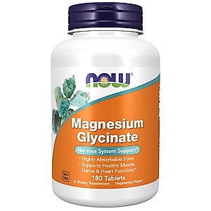 NOW Foods Supplements, Magnesium Glycinate 100 mg, Highly Absorbable Form, 180 Tablets