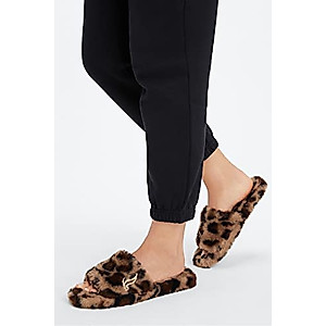 Fabletics Women's Fur Slipper, 8, Leopard