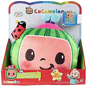 CoComelon Melon Plush Pillow with Lights & Music - Bed Time Sleep Musical Glow Toy for Night & Nap Time - Officially Licensed - Stuffed Animal Gift for Kids & Toddlers 18+ Months