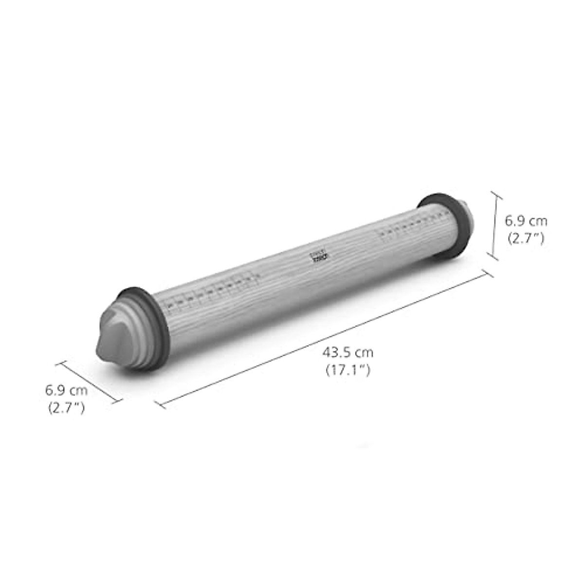 Joseph Joseph Adjustable Rolling Pin with Removable Rings, 13.6", Multi-Color