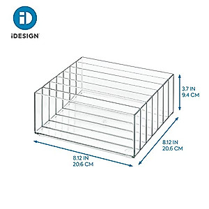 iDesign 42870 Clarity BPA-Free Plastic Divided Wide Makeup Palette Organizer, 8.1" x 8.1" x 3.7"