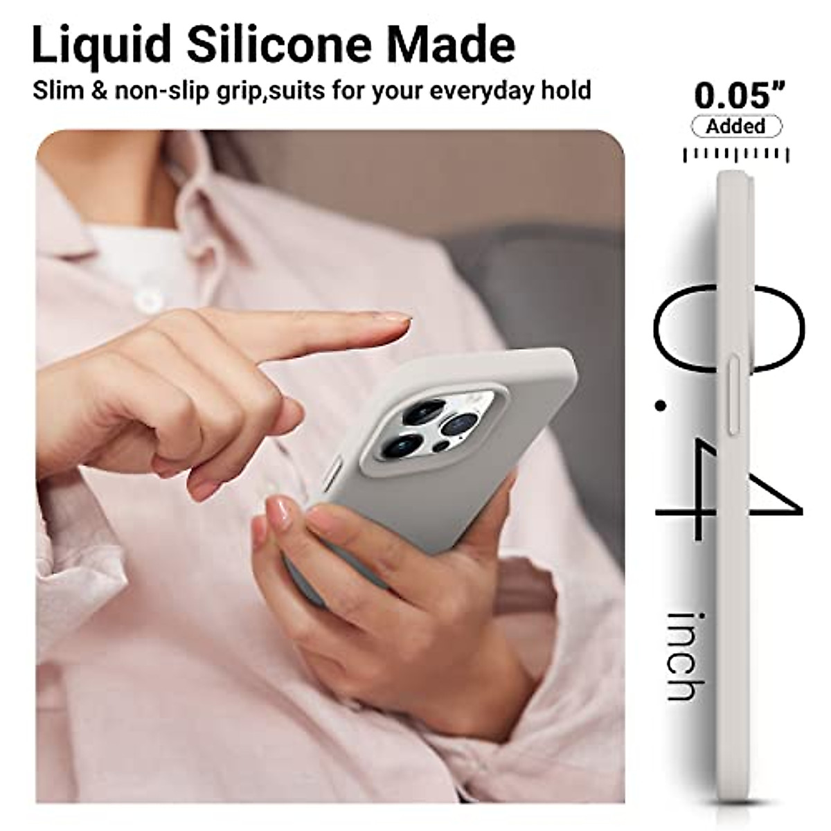 AOTESIER iPhone 13 Pro Phone Case,[Military Shockproof Protection] Liquid Silicone Case with [Soft Anti-Scratch Microfiber Lining] Camera & Screen Protection 6.1 inch Slim Thin Cover（Stone）