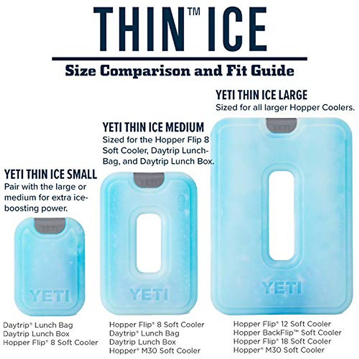 YETI Thin ICE Refreezable Reusable Cooler Ice Pack, Small