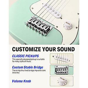 Donner 30 Inch Junior Electric Guitar Beginner Kit ST Style Mini Electric Guitar Starter Package for Teens with Amp, 600D Bag, Tuner, Picks, Cable, Strap, Extra Strings DSJ-100