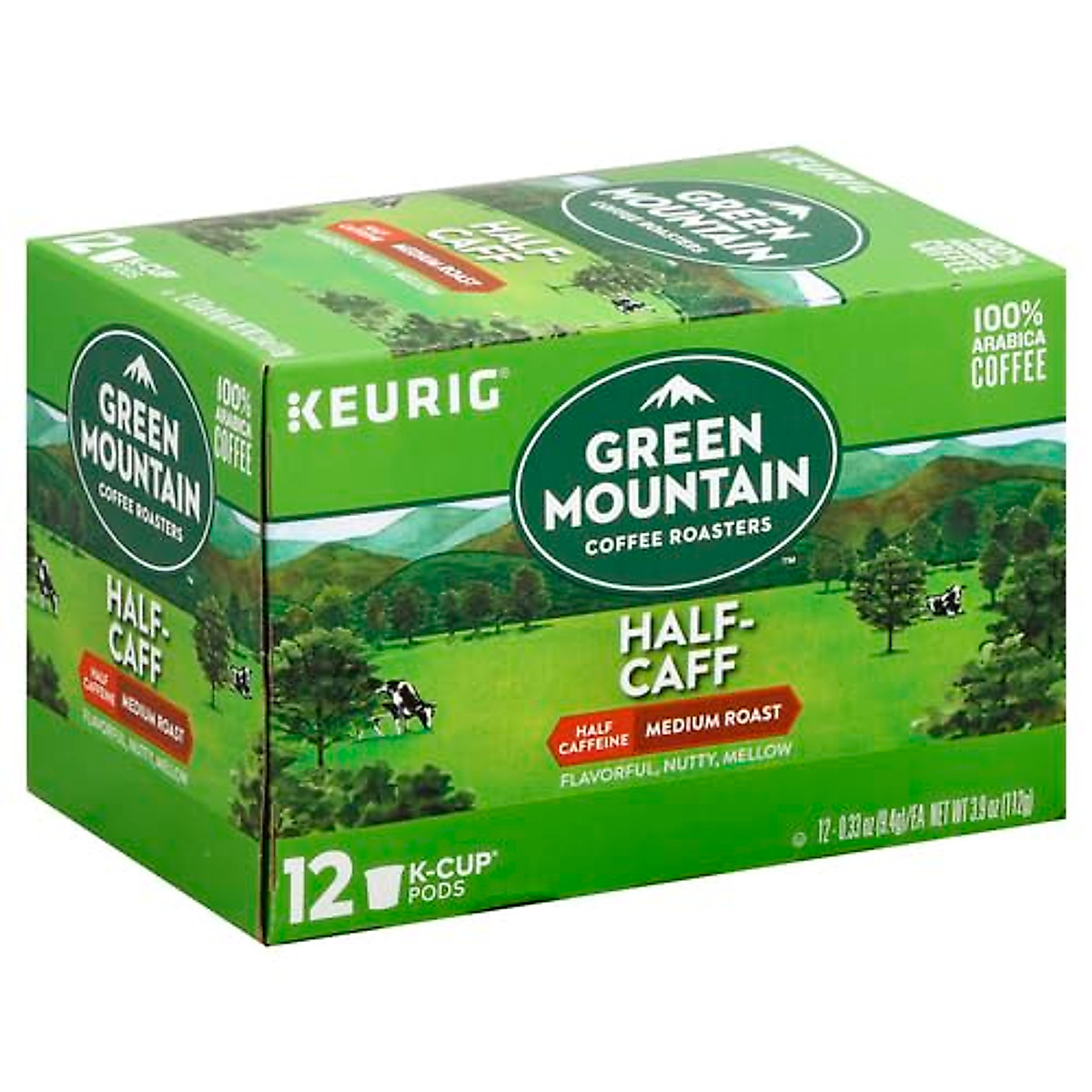 Green Mountain Coffee Roasters Half Caff Keurig Single-Serve K-Cup pods, Medium Roast Coffee, 12 Count