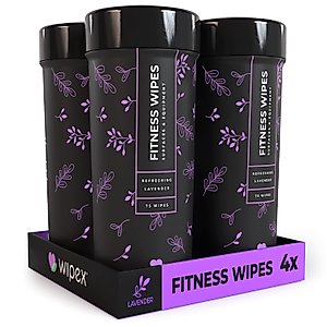 Wipex Gym Wipes & Fitness Equipment Wipes, Natural Lavender & Vinegar Wipes (75 Count (Pack of 4))