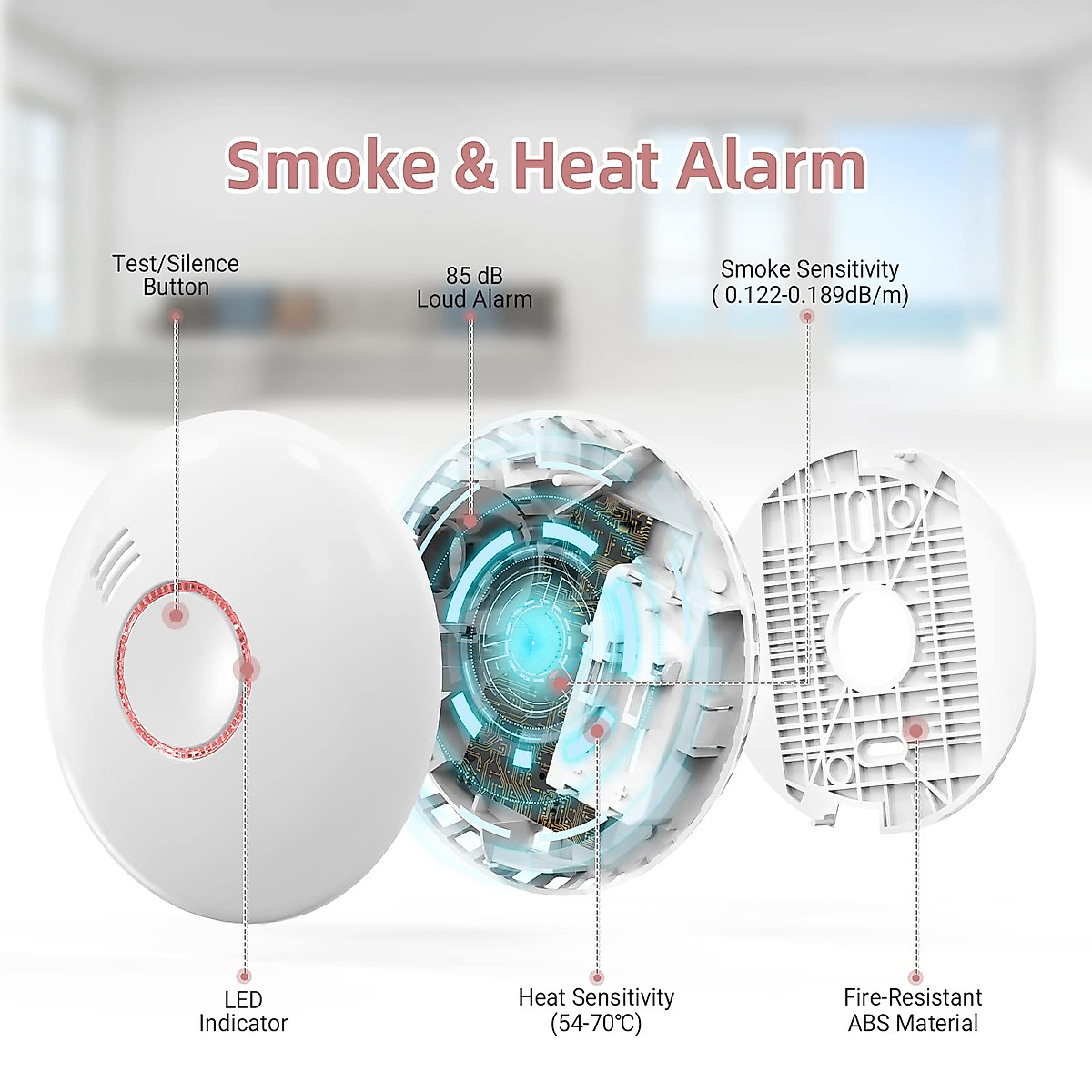 Putogesafe Smart Smoke Detector, Wireless WiFi Smoke Detector with App Control, WiFi Smoke Alarm with LED & Silence Button, Fire Alarm with Photoelectric Sensor for Home, Low Battery Warning, 2 Pack