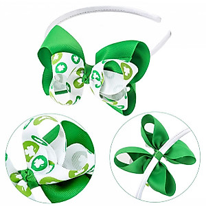 4Pcs St. Patrick's Day Hair Clips/Headbands Handmad Irish Green Shamrock HairBand Lucky Shamrock Hair Clips Costume Hair Accessory for Women, Girls (LLucky Headbands)