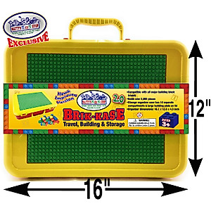 Matty's Toy Stop Brik-Kase 2.0 Travel, Building, Storage & Organizer Container Case with Building Plate Lid (Holds Approx 2000pcs) - Compatible With All Major Brands (Red, Green & Yellow)
