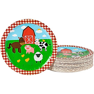 80-Pack Farm Birthday Party Supplies, Farmhouse Plates (9 in)
